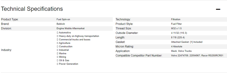 Baldwin BF46117 Fleetguard FF42128NN (6 Pack) | eBay