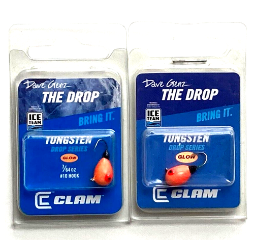 2 Packs CLAM The Drop Tungsten Jig Glow Red Size 7/64oz #10 Hook | eBay