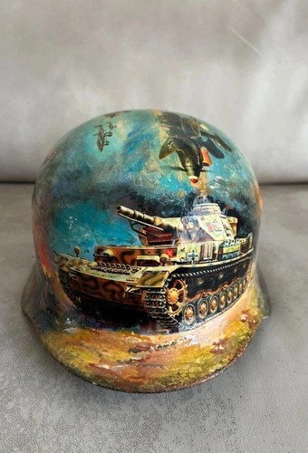 Ww2 German Helmet War Art Depicting The Eastern Front | eBay