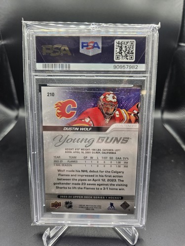 Dustin Wolf Young Guns Psa 10 2022-23 Upper Deck Rookie Card Flames | eBay