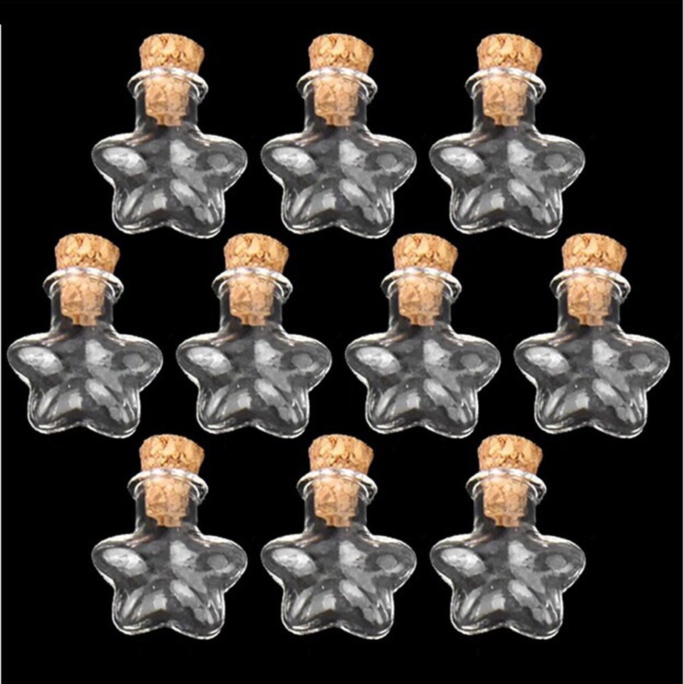 10pcs Star Shape Mini Wish Note Craft Glass Bottles Jars with Cork ...