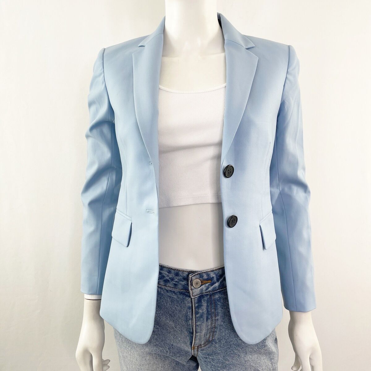 Theory CARISSA Classic Wool Blazer Size 00 Light Blue Theory CARISSA Classic Wool Blazer Size 00 Light Blue