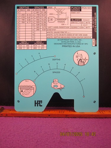 HPC 1200 KEY PUNCH CODE CARD PF 306 ( MITSUBISHI 8 CUT GALLANT 99 ...