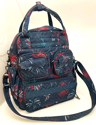 LUG Mini Puddle Jumper Tote Crossbody Bag Fireworks Navy Blue w/Strap ...