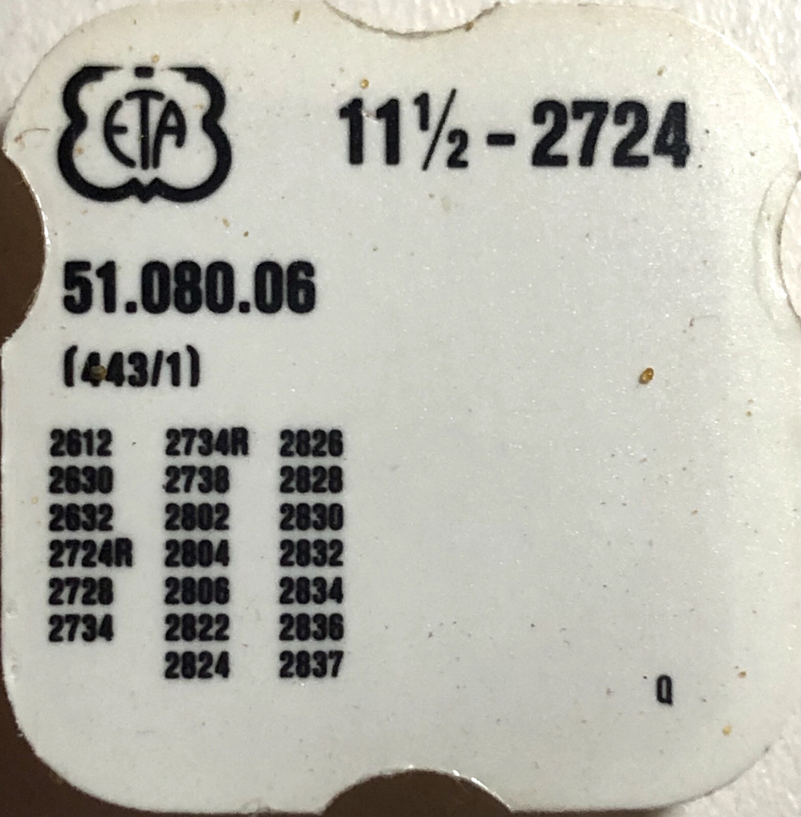 ETA Cal. 2724 Ref. 51.080.06 443/1 vintage watch part 2612 2630 2632 ...