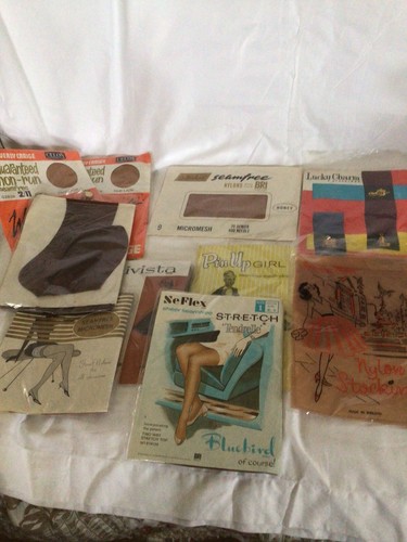 VINTAGE Nylon STOCKINGS X 10 Bluebird , Pin Up Girl, Beverly Craige ...