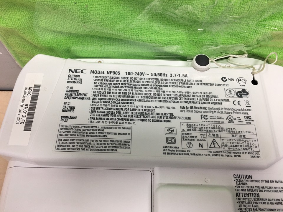 NEC NP905 LCD Projector - No Remote (448 hours) 805736022490 | eBay