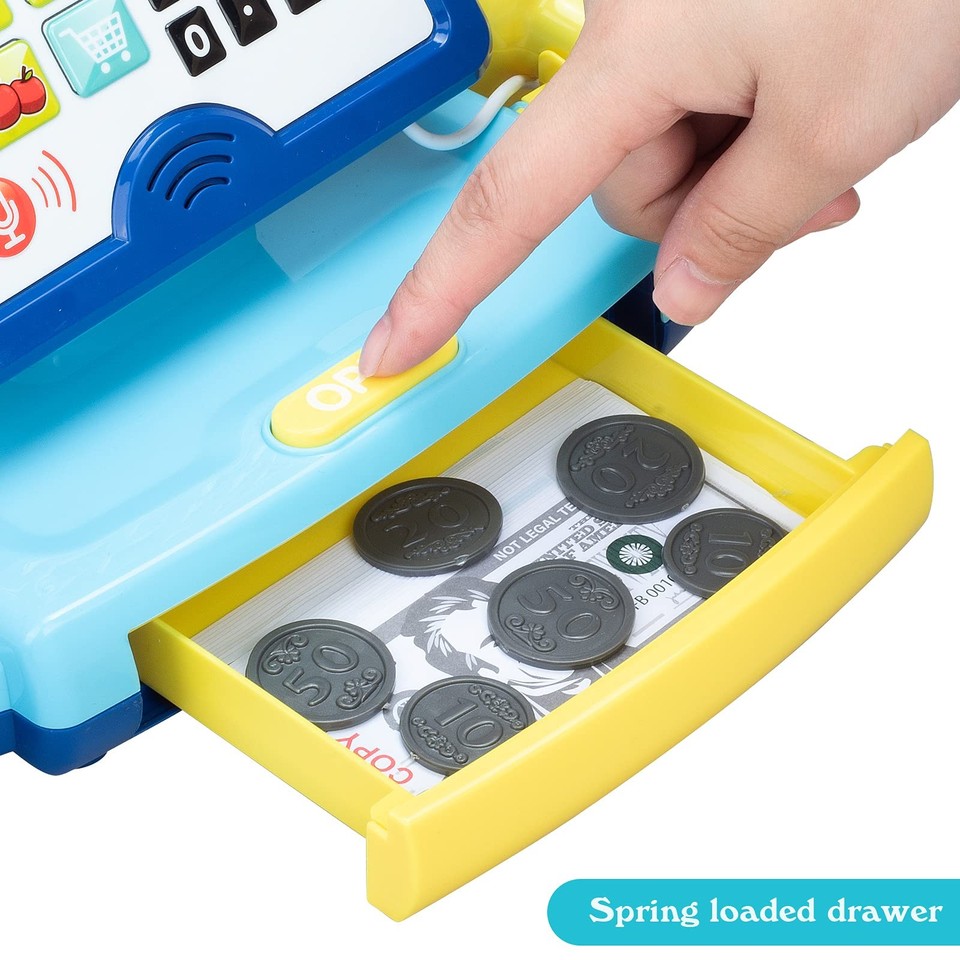 Cash Register for Kids, Pretend Play Cash Register with Scanner ...
