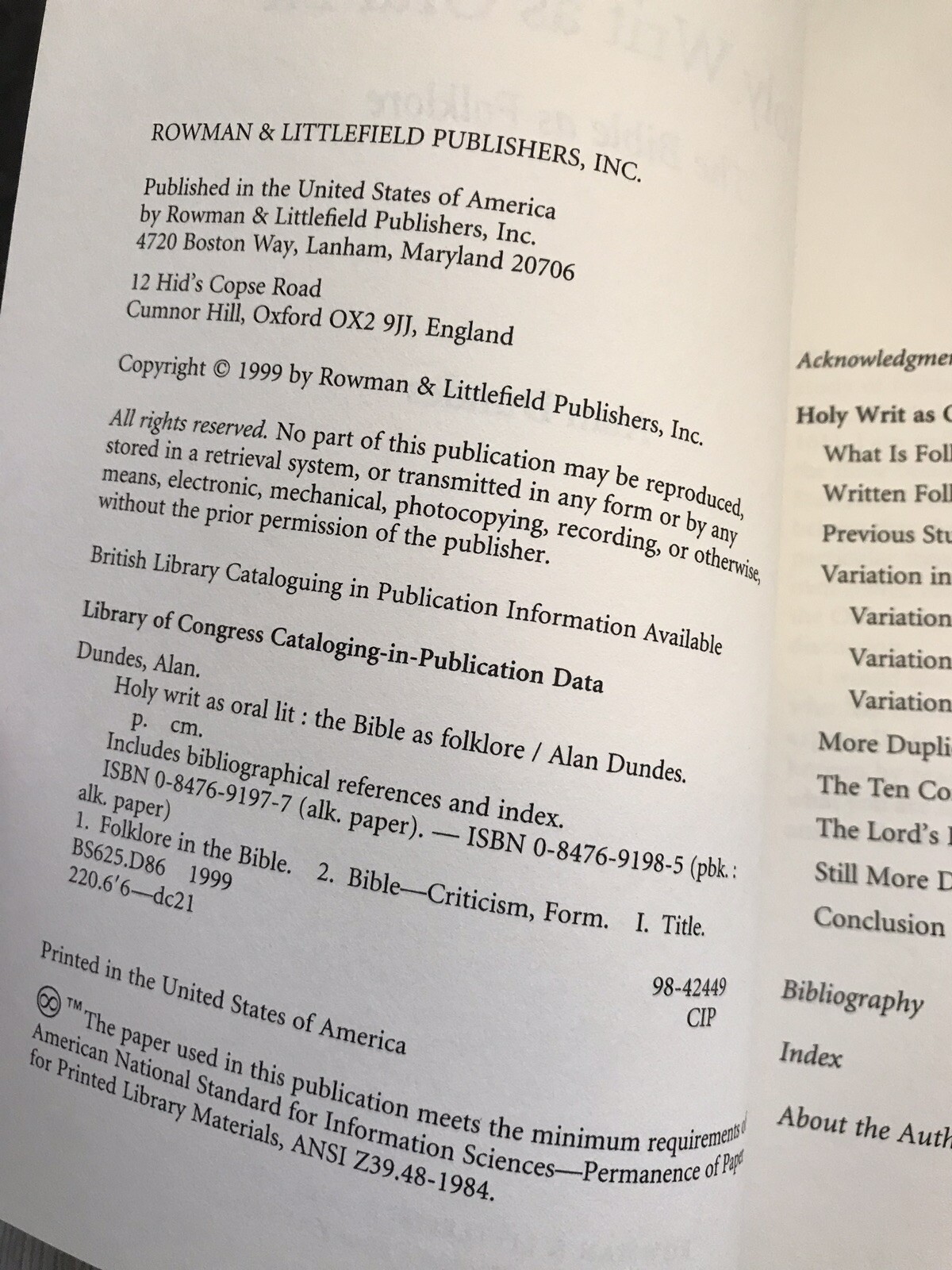 Holy Writ as Oral Lit: The Bible as Folklore by Alan Dundes (Paperback ...