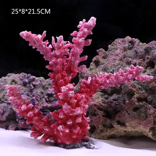 Aquarium Artifical Coral Red Reef Fish Tank Landscape Decoration ...