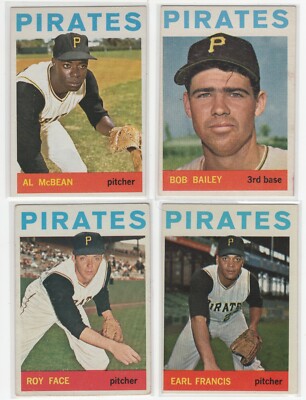 1964 Topps 4 card PIRATES Lot #'s 91 117 525 539 No Creases EX-NrMt hi ...