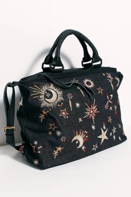 Johnny Was Telesto Embroidered Weekender Bag Galaxy Handbag Purse Black ...