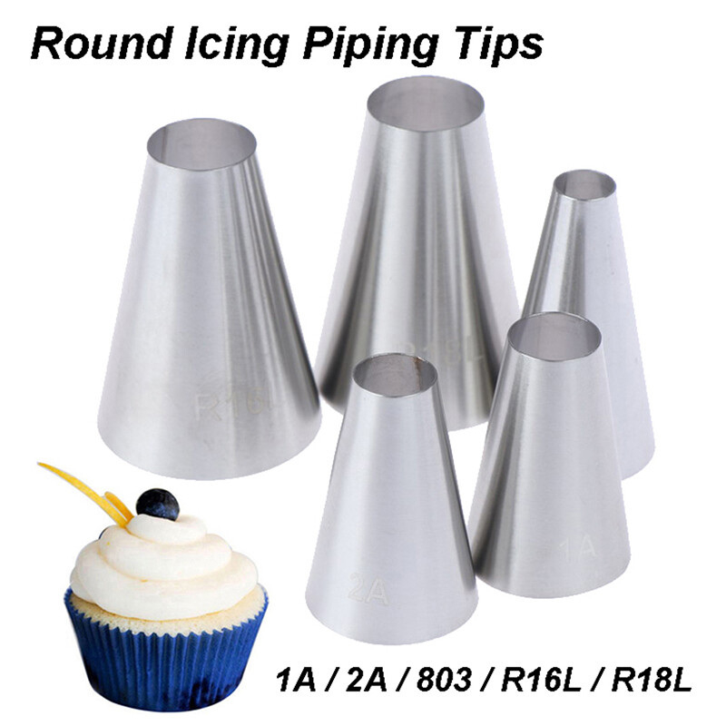 5pcs Large Round Cake Cream Decoration Tips Piping Icing Nozzles Pastry ...