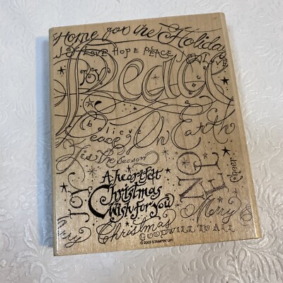 Stampin Up 2003 Holiday Print Rubber Stamp Hope Peace Heartfelt ...