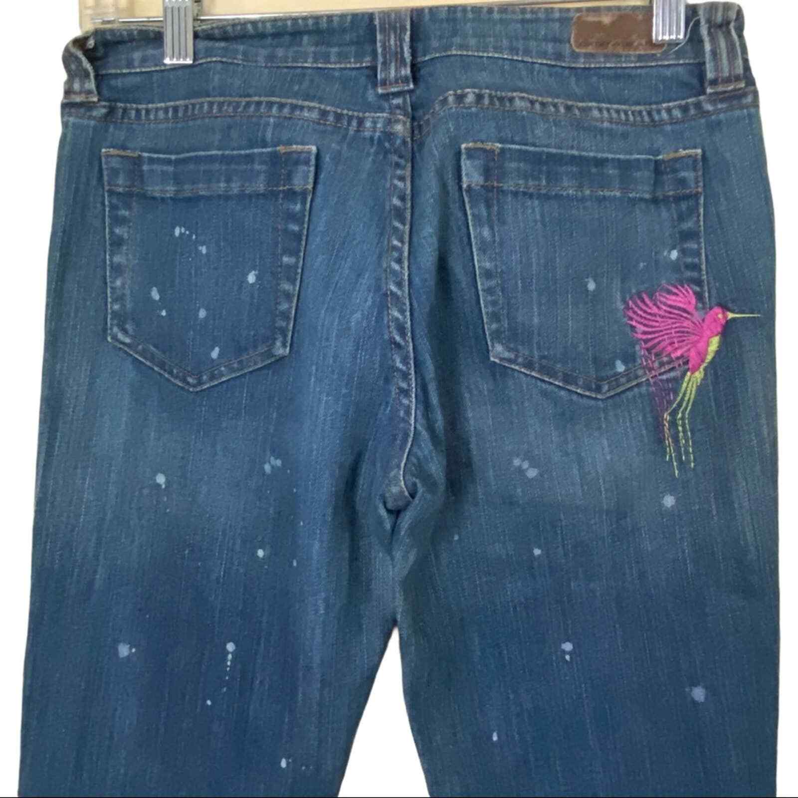 DKNY Embroidered Paint Splash Denim Flare Jeans 5 - Gem