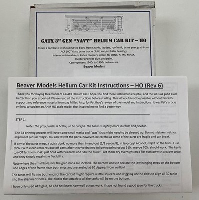 HO Scale Beaver Models Helium Car Kit Friction Bearing Trucks GATX Navy ...