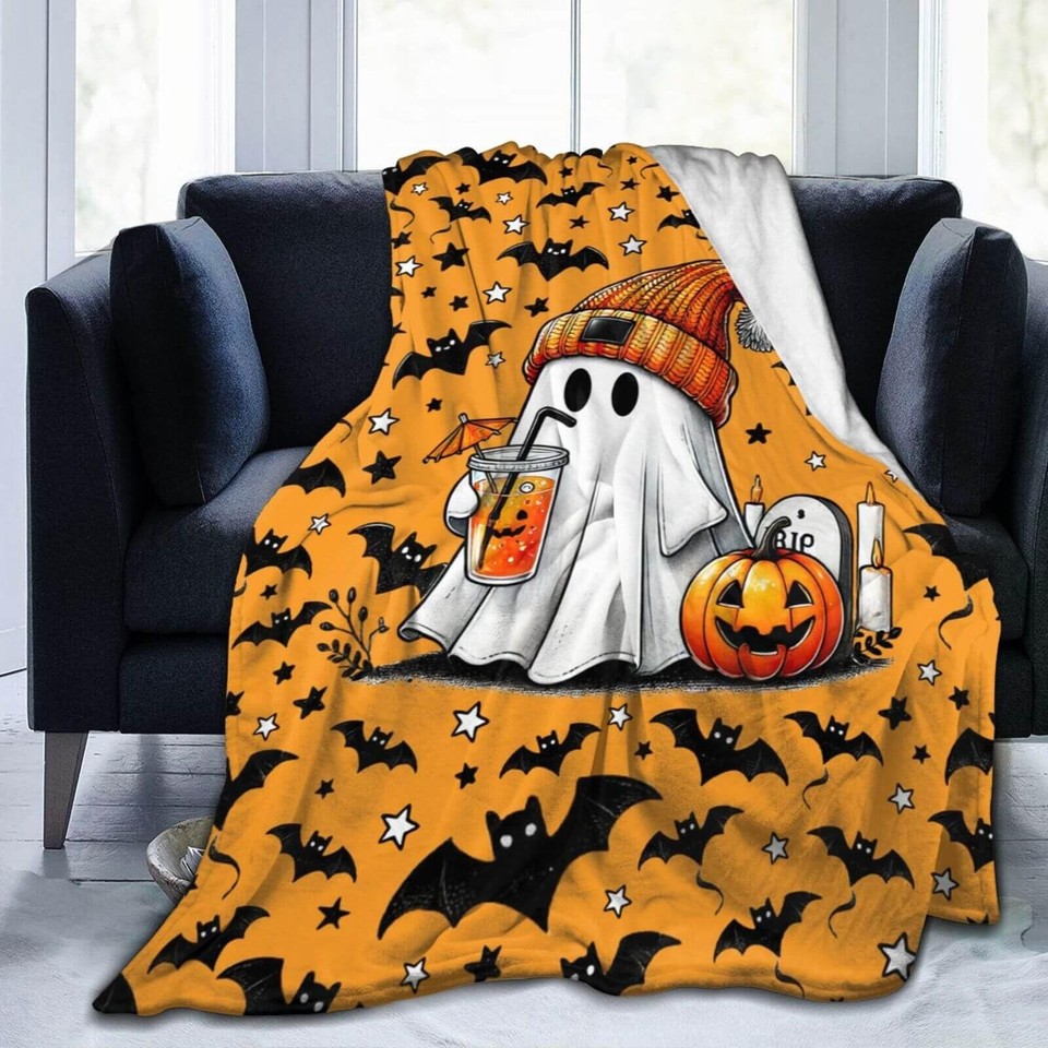 Halloween Blanket for Women Men, Haunted Halloween Themed Design ...