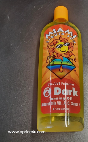 Miami Liquid Sun DARK TANNING OIL SPF 6 8oz. Vit. A,C,Super E | eBay