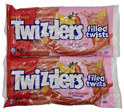 Lot of 2 Bags Twizzlers Pink Lemonade Filled Licorice Twists 11oz Each ...