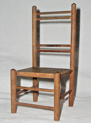 PRIMITIVE Shaker Salesman's SAMPLE Wooden Ladderback CHAIR Faux Cane ...