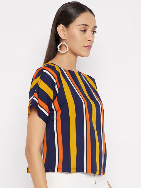 Women's Multi-Color Crepe Boxy Top - Stylish and Comfortable Free ...