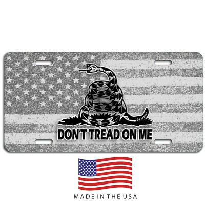 2nd Amendment Don't Tread On Me Aluminum License Plate | Gray | 12 in x 6 in | Screw-On ...