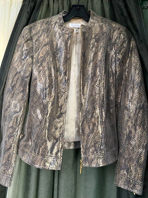 ESCADA LAMB LEATHER SHORT JACKET IN SHIMMERING SNAKE PRINT 38 8 GERMANY ...