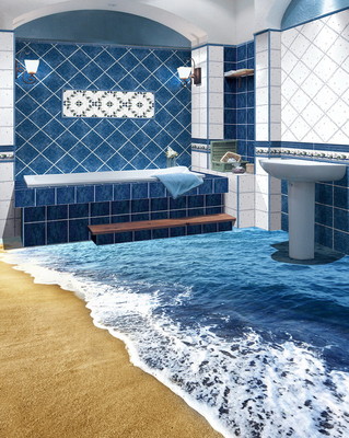 Beach Wave Floor Decals 3D Wallpaper Wall Mural Stickers Print Art ...