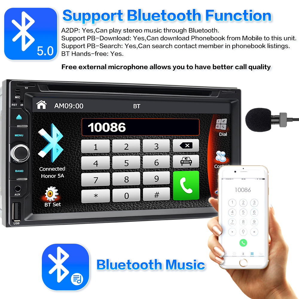 7" Car CD DVD Radio Android CarPlay Stereo Touch Screen Double Din ...