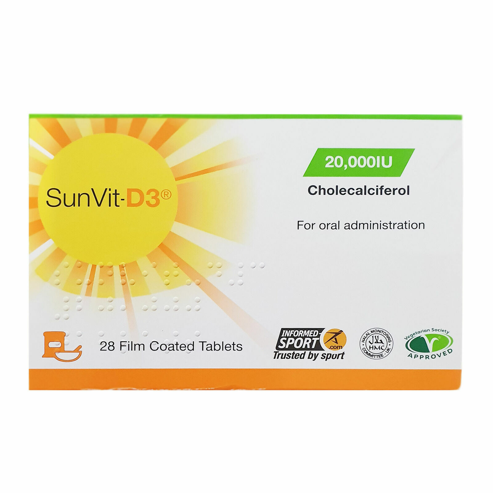 SunVit Vitamin D3 Vegetarian Society HMC Halal Approved - 28 Tablets ...