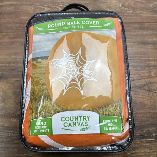 NEW COUNTRY CANVAS Halloween Spider Web Spooky Hay Bale Round Cover ...