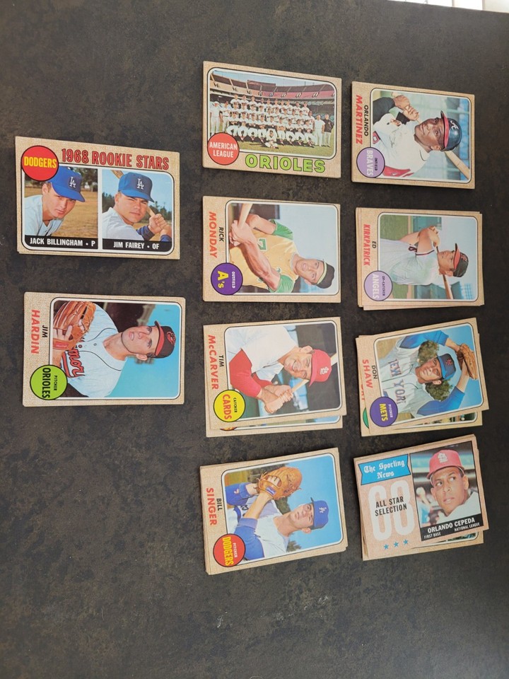 1968 topps baseball 45 card lot.. Nice Cards.. 18 high #s 500+,#s in ...