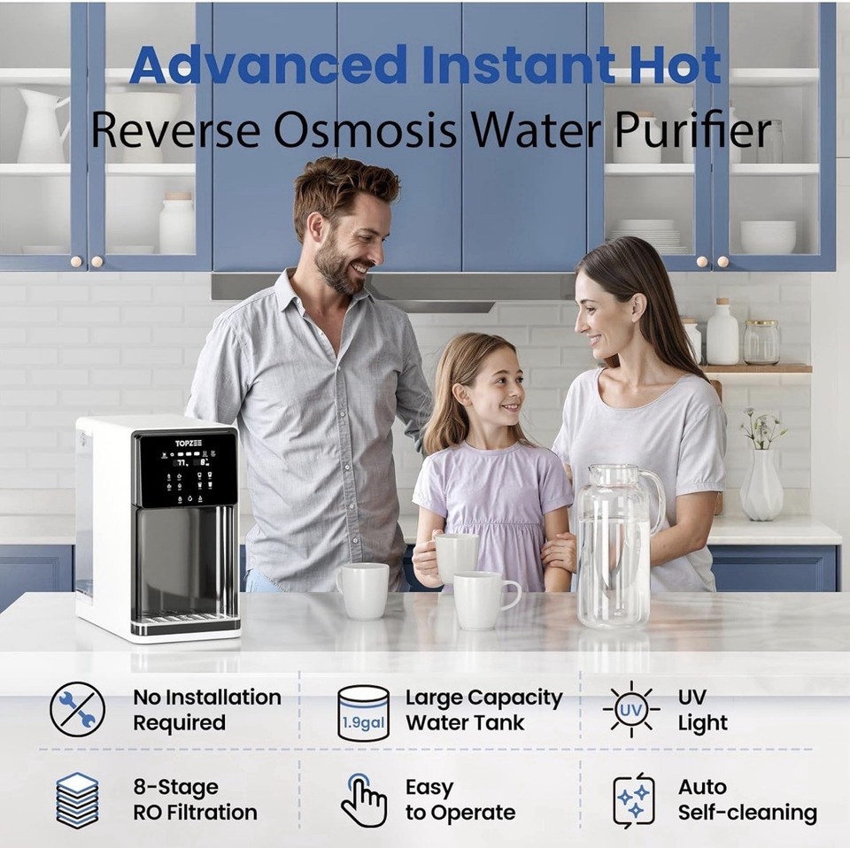 UV Countertop Reverse Osmosis Water Filter System, Hot RO System, 8 ...