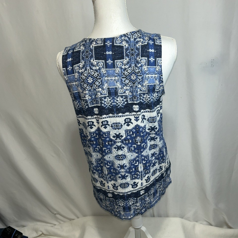 Lucky Brand Y2K Blue Print Tank Top With Button Accents Size Small ...