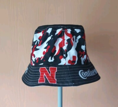 Rare Vintage Nebraska Cornhuskers Huskers Camo Red Bucket Hat Cap Youth ...