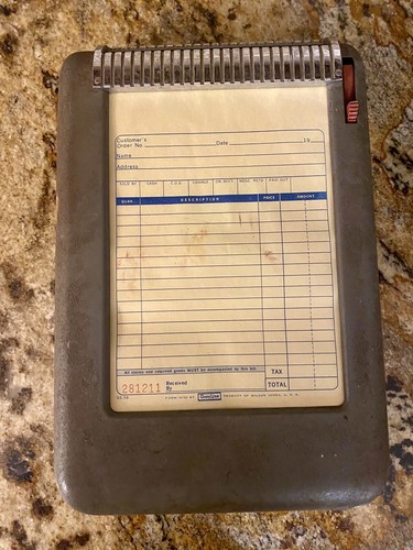 Vintage Moore Portable Cash Receipt Invoice Maker Register Heavy Metal ...
