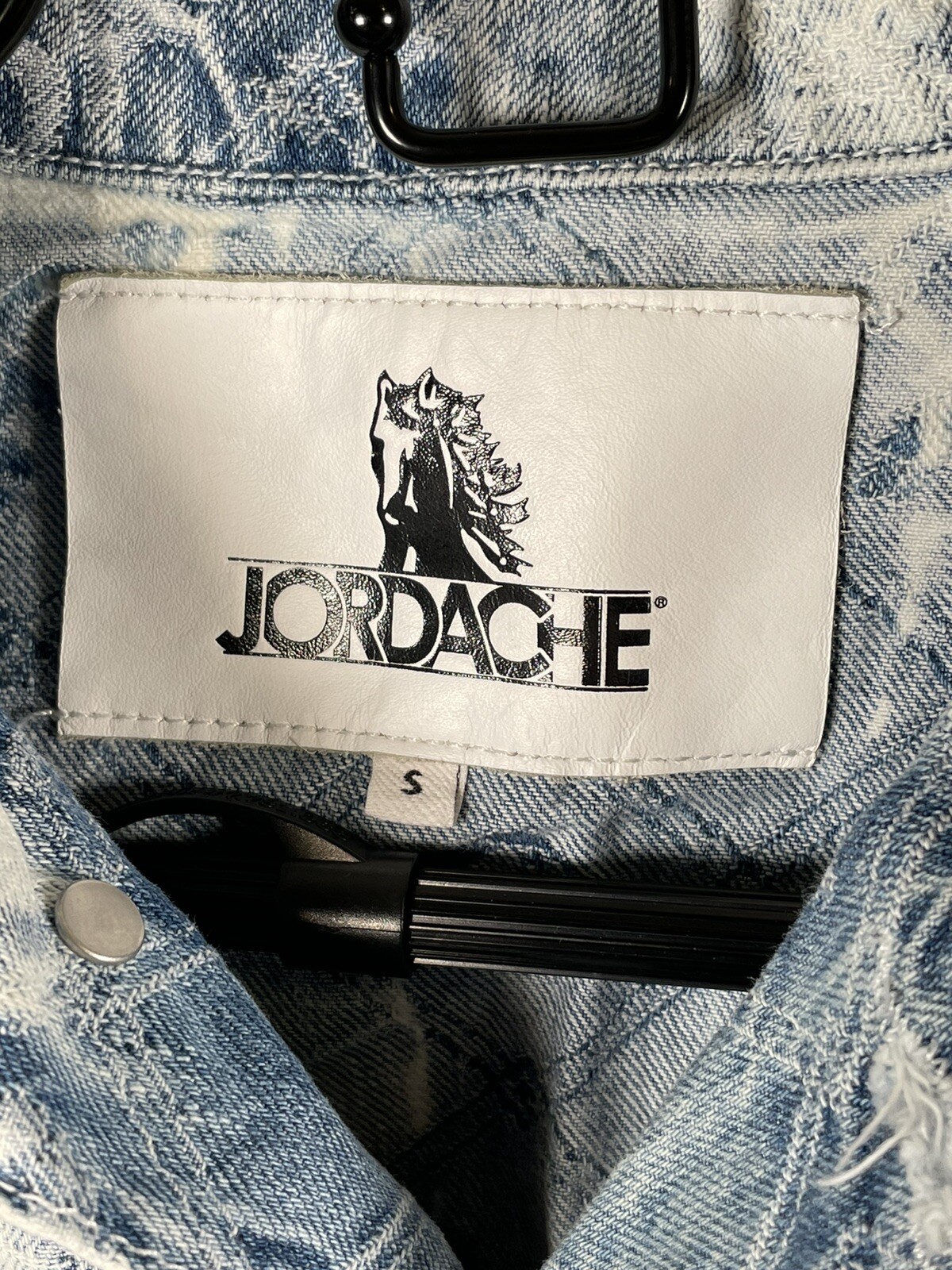 Jordache Logo-Jacquard Denim Crop Trucker Jacket | Sz… - Gem