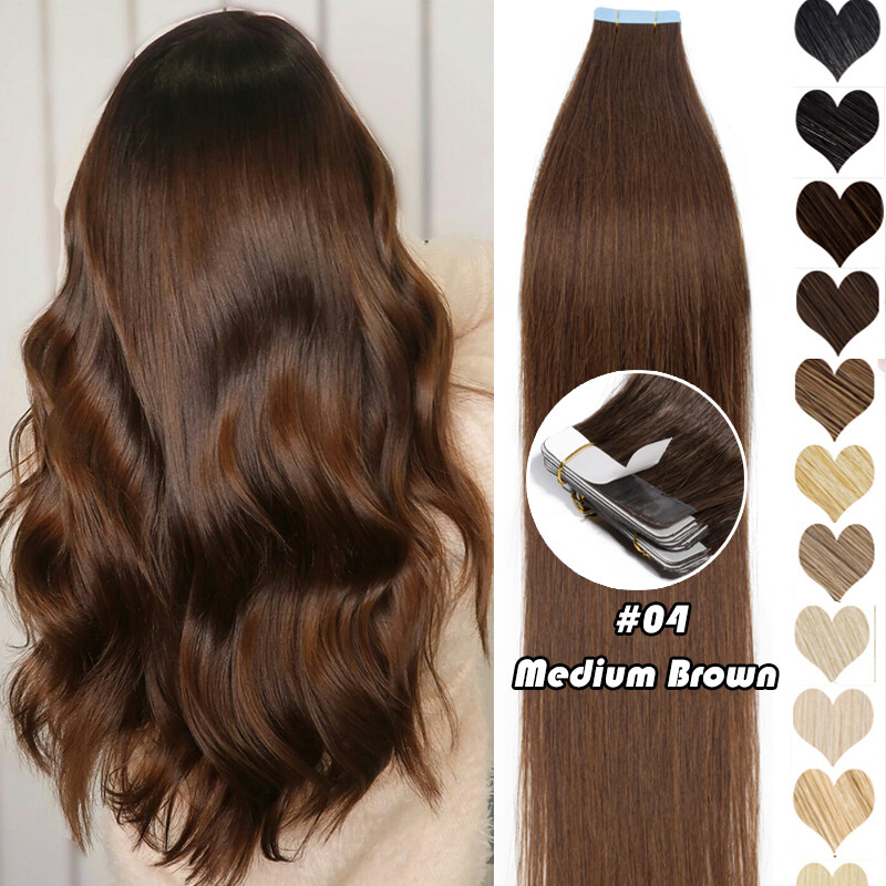 Russian Tape In Skin Weft 100% Human Remy Hair Extensions THICK Full ...