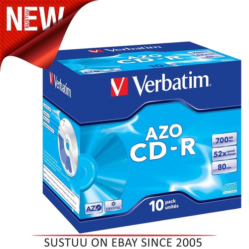 Verbatim Azo Cd-R 80Mins 700MB 52x Vierge Disque Cristal Bijou Étui ...
