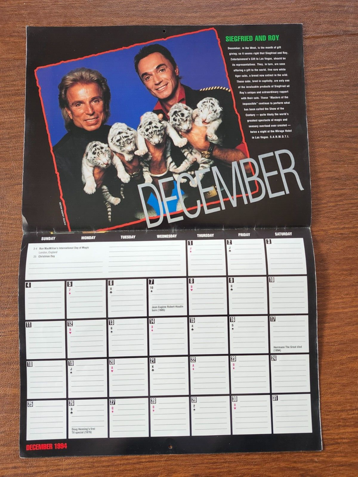 Magic Calendar 1994 with McBride, Blackstone Jr., Lenert, Pendragons ...