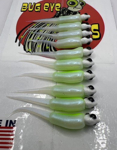 10 Pack 1/32 Oz Crappie Jigs Stinger Tail Jigs (pearl White & Chartreuse Green | eBay