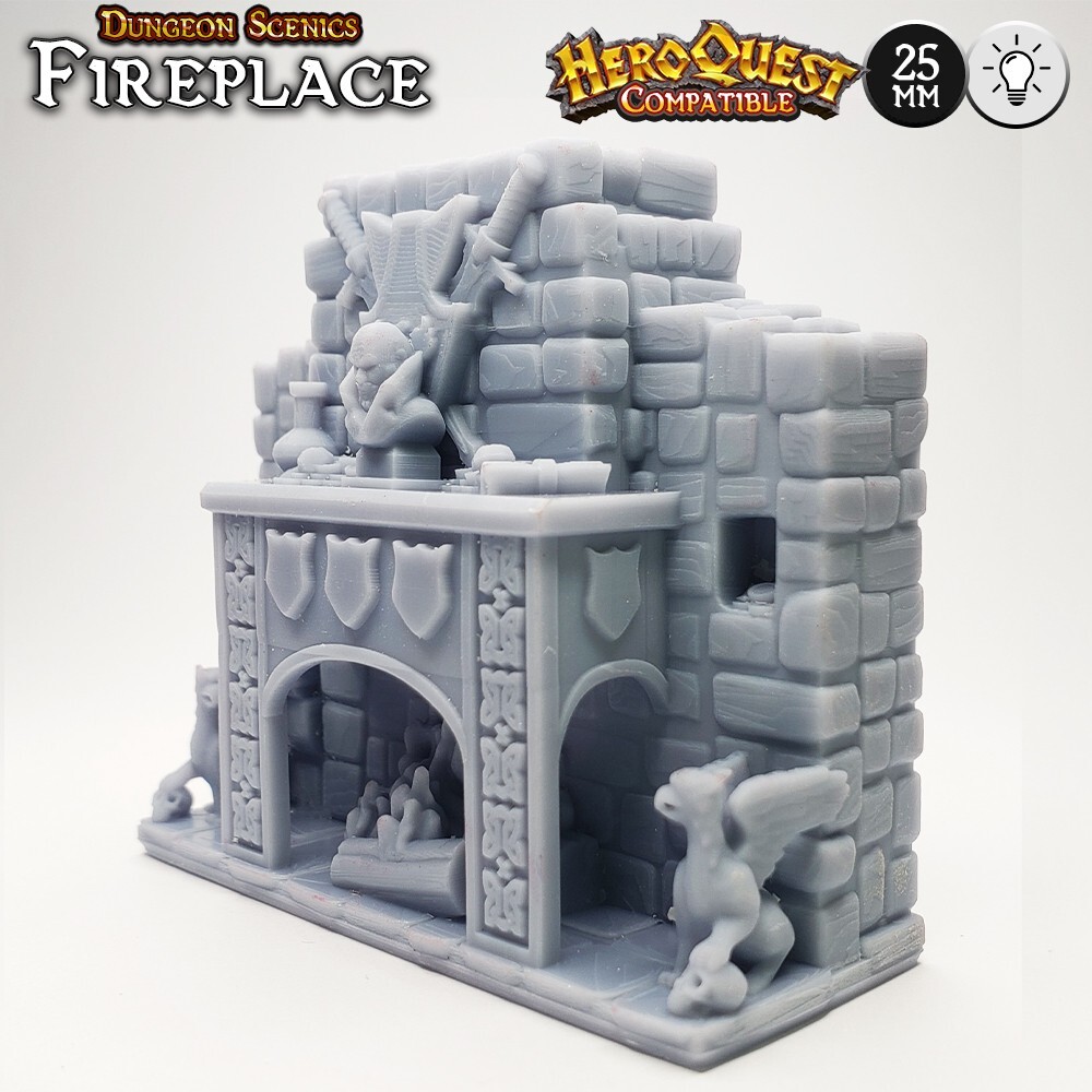 25mm D&D LED Fireplace HeroQuest Compatible HD Dungeon Terrain ...