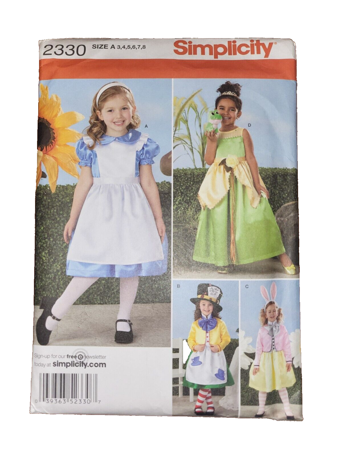 2010 simplicity Pattern 2330 Childs Alice in Wonderland Costumes Sz 3-8 ...