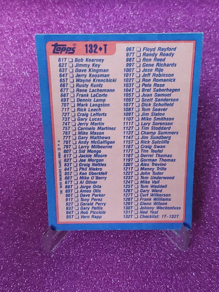 1984 Topps Baseball Traded Checklist 1T-132T #132T | eBay