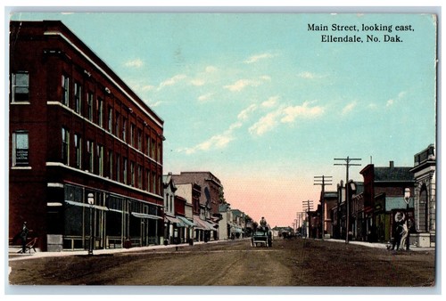 Ellendale North Dakota Postcard Main Street Looking East Business ...