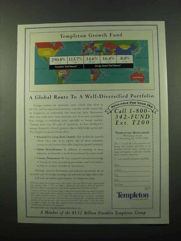 1996 Templeton Growth Fund Ad - A Global Route | eBay