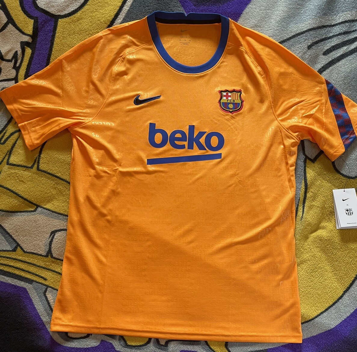 NikeFC Barcelona 2021/22 Orange Beko Pre Match Soccer Jersey Men’s Size ...