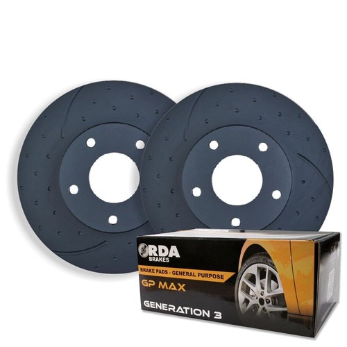 DIMP SLOTTED FRONT RDA DISC BRAKE ROTORS & PADS FOR SUBARU WRX STI ...