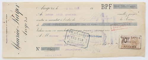 1923 French Mandat MAURICE RAYER 198.45 Francs Angers, France | eBay