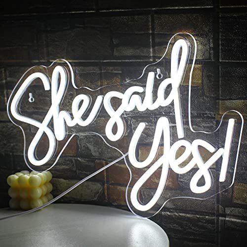 She Said Yes Neon Sign Cold White Wedding Word Neon Lights for Proposal ...